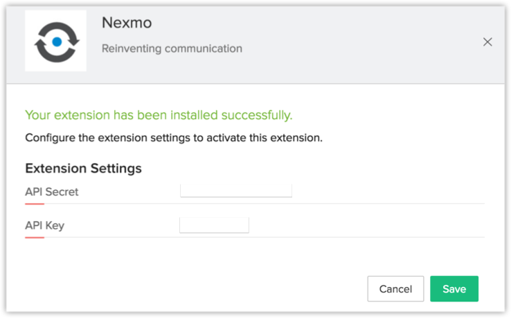 Nexmo | 在线帮助 - Zoho CRM