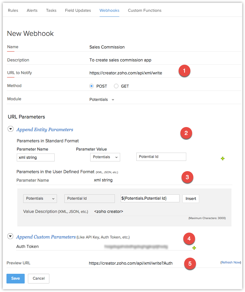 Webhooks | 在线帮助 - Zoho CRM