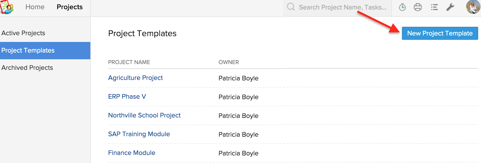 Templates | Online Help | Zoho Projects