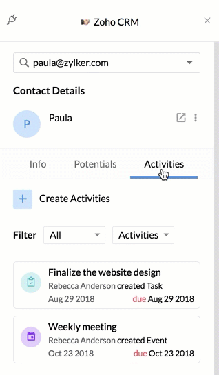 电子邮件集成 | Zoho Mail 中的应用集成