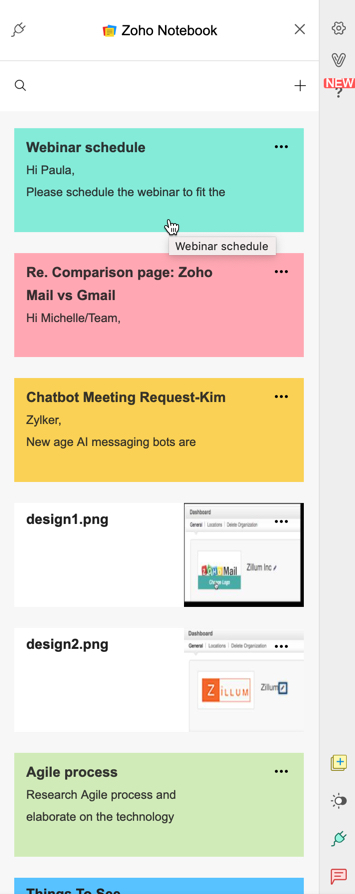 eWidget 中的 Zoho Notebook 扩展程序 | Zoho Mail