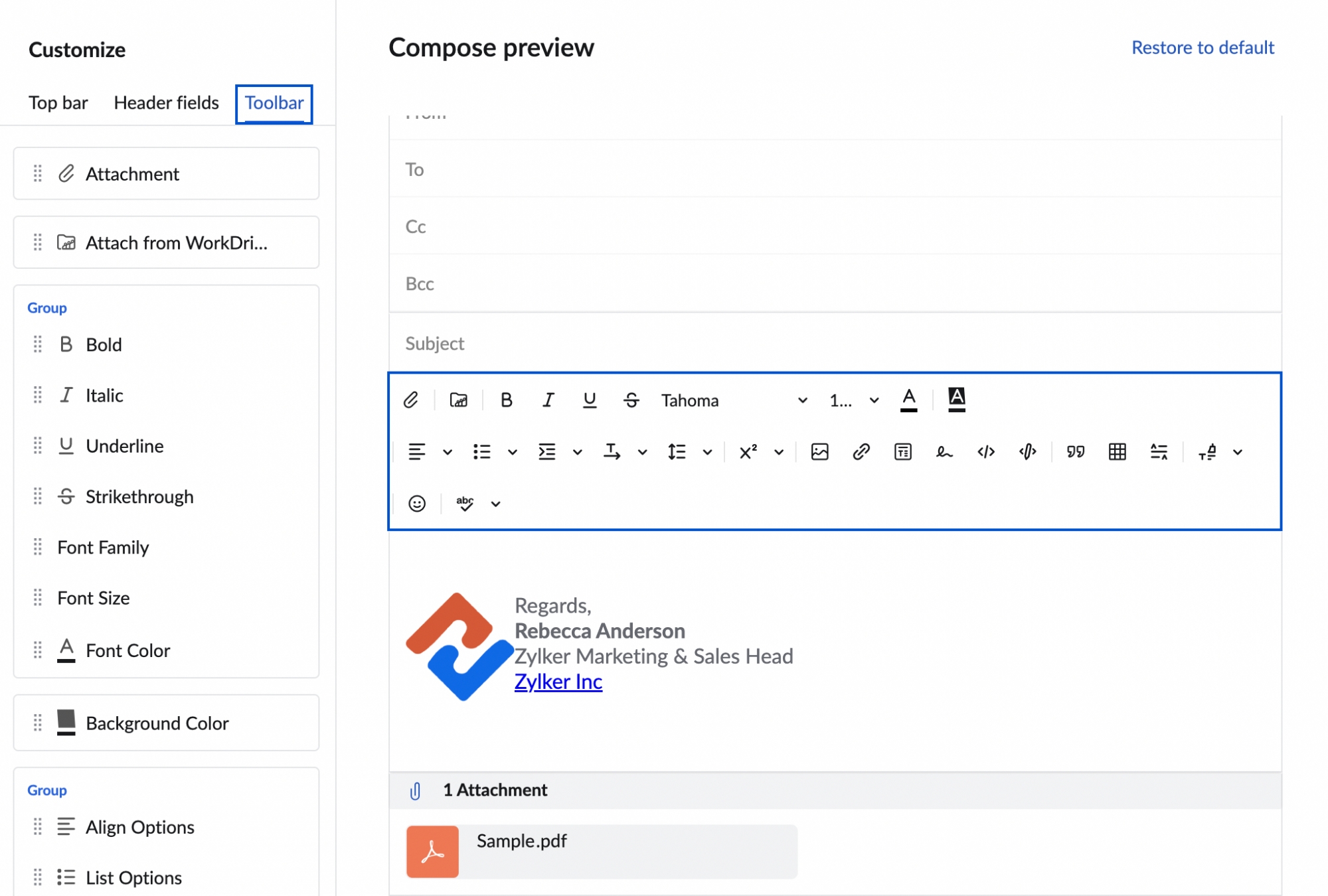 编写自定义 | Zoho Mail